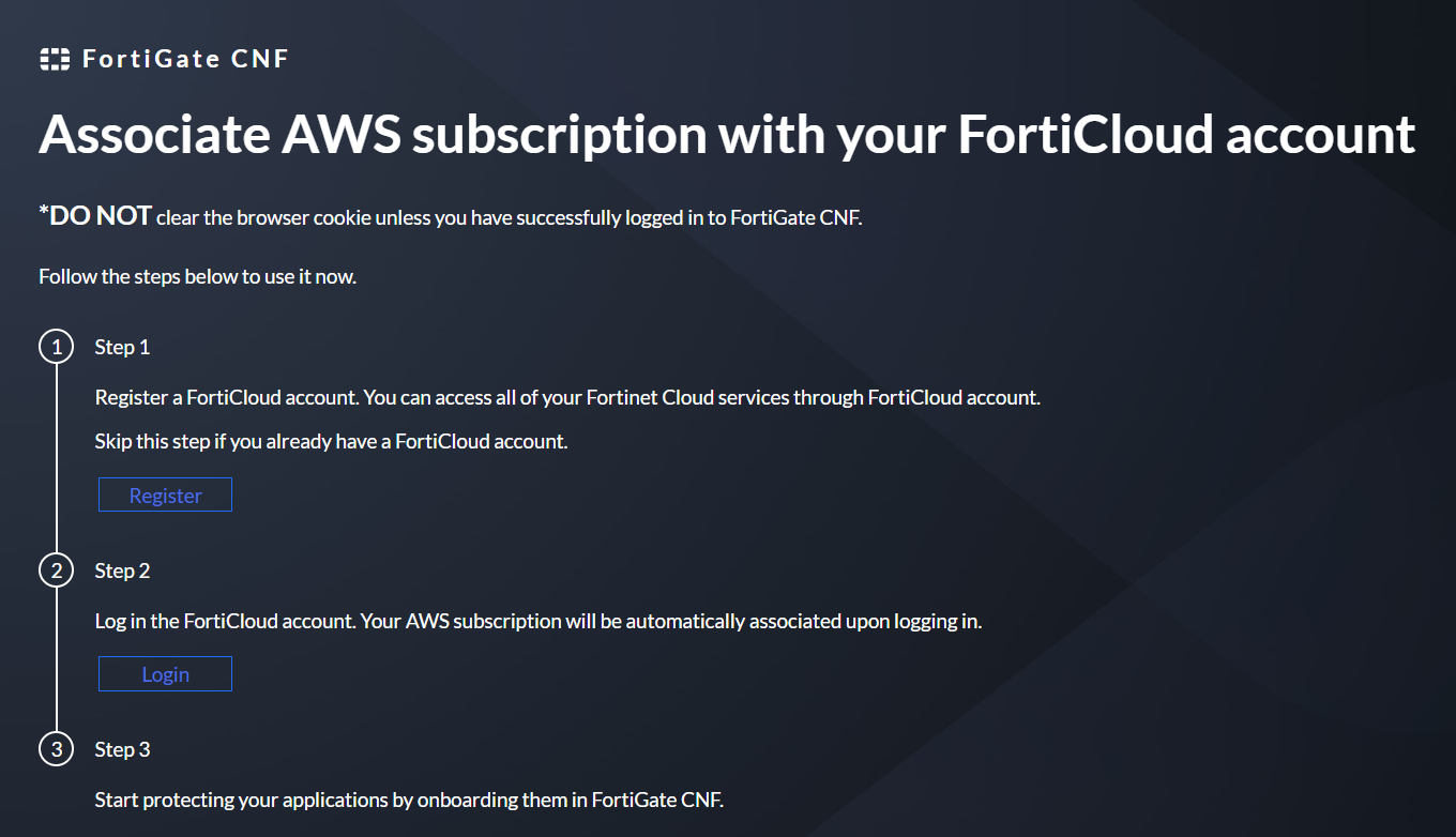 Subscribing to FortiGate CNF | FortiGate CNF 22.4.0